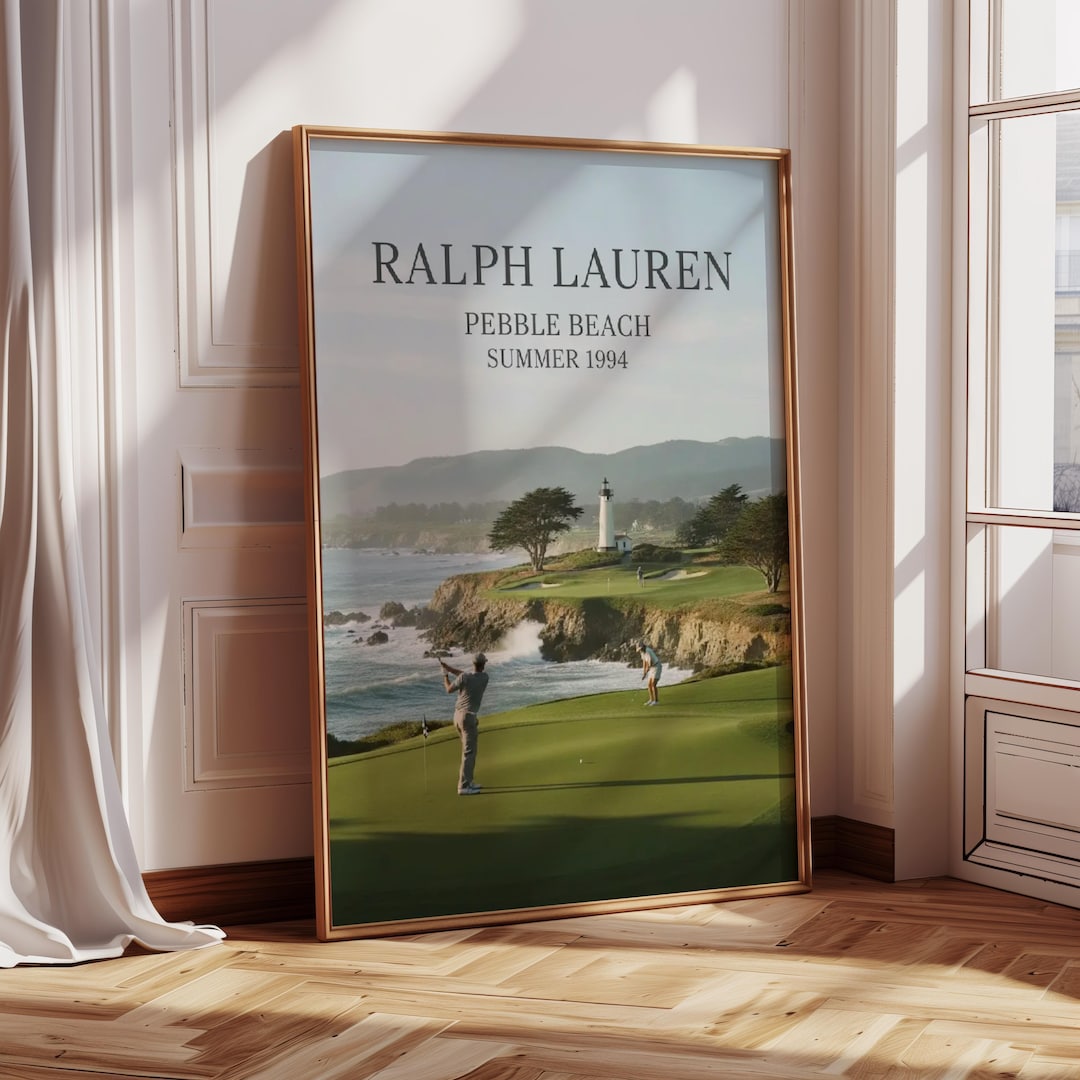 Polo Ralph Lauren Pebble Beach Poster, Retro Beach Magazine Poster, Old ...