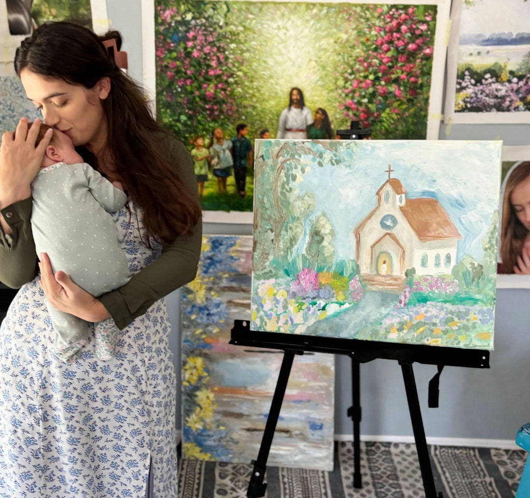 Church Nursery Wall Art, Christian Art Original Oil Painting 'where Two ...