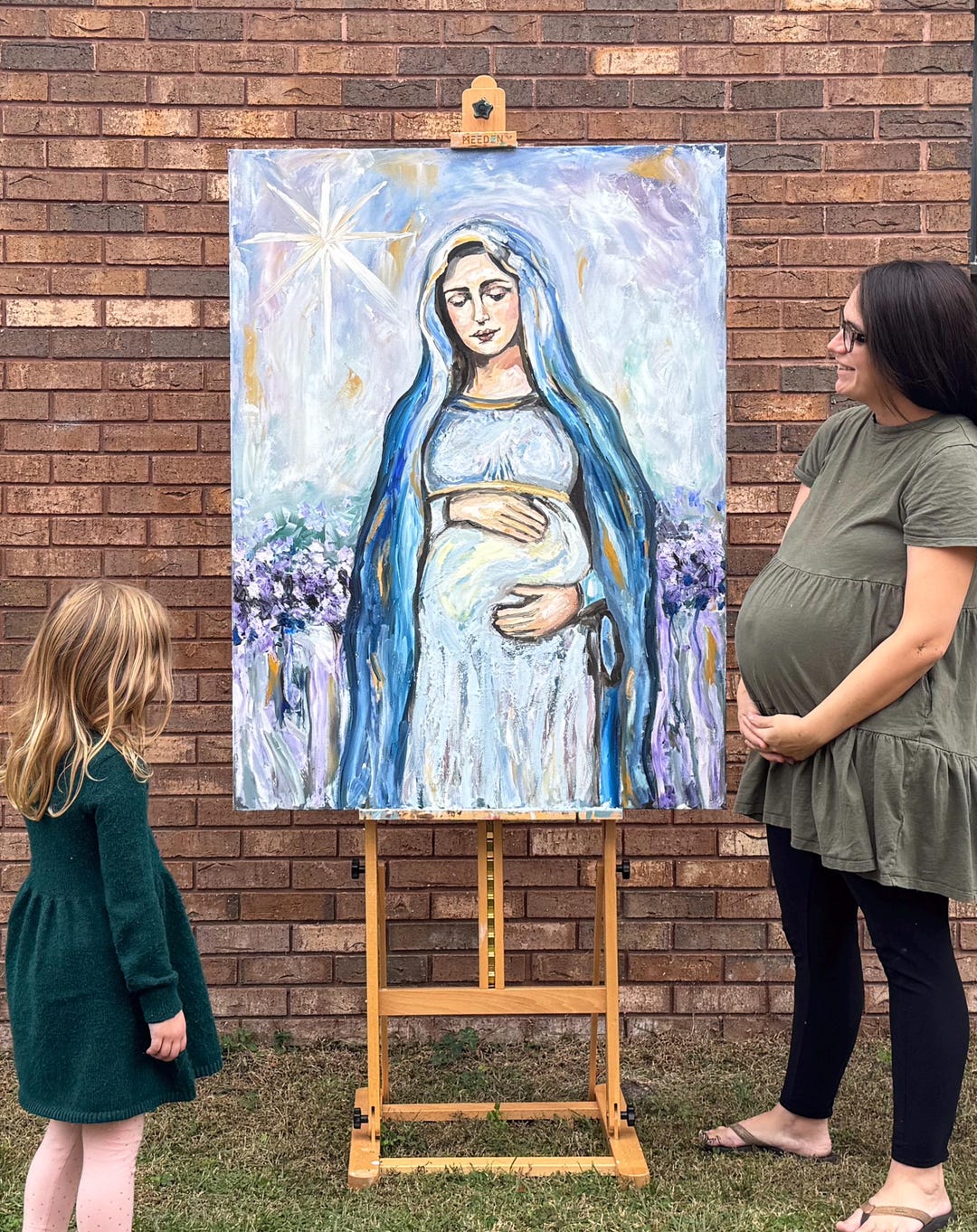 Original Oil Painting of the Blessed Virgin Mary Expecting Baby Jesus ...