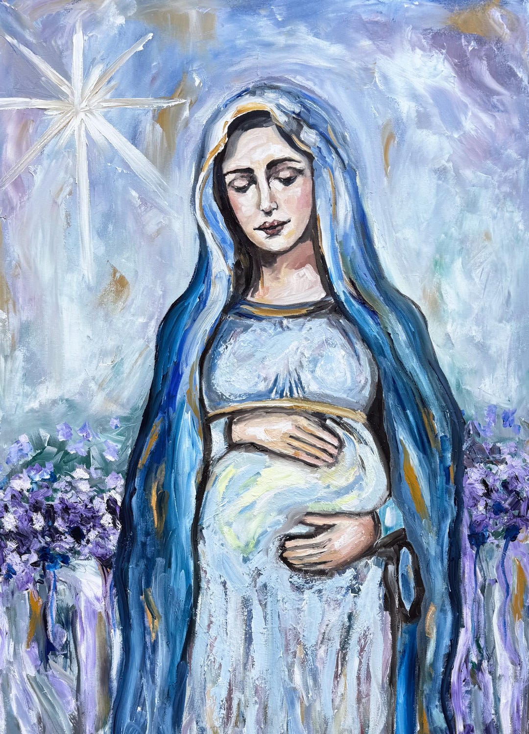 Mary Advent Impressionist Print: Catholic Christmas Gift by June - Etsy
