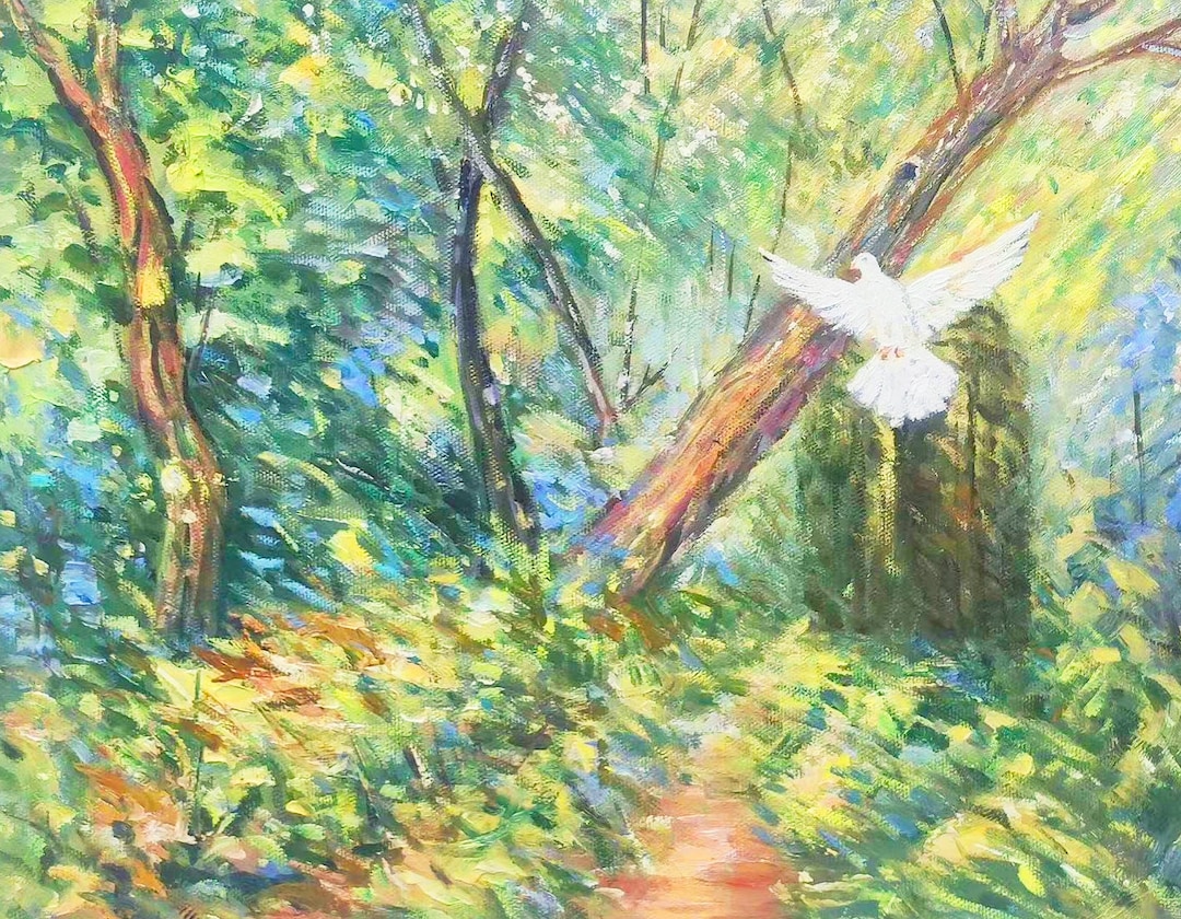Holy Spirit Dove Art Print: Christian Impressionist Landscape by June ...