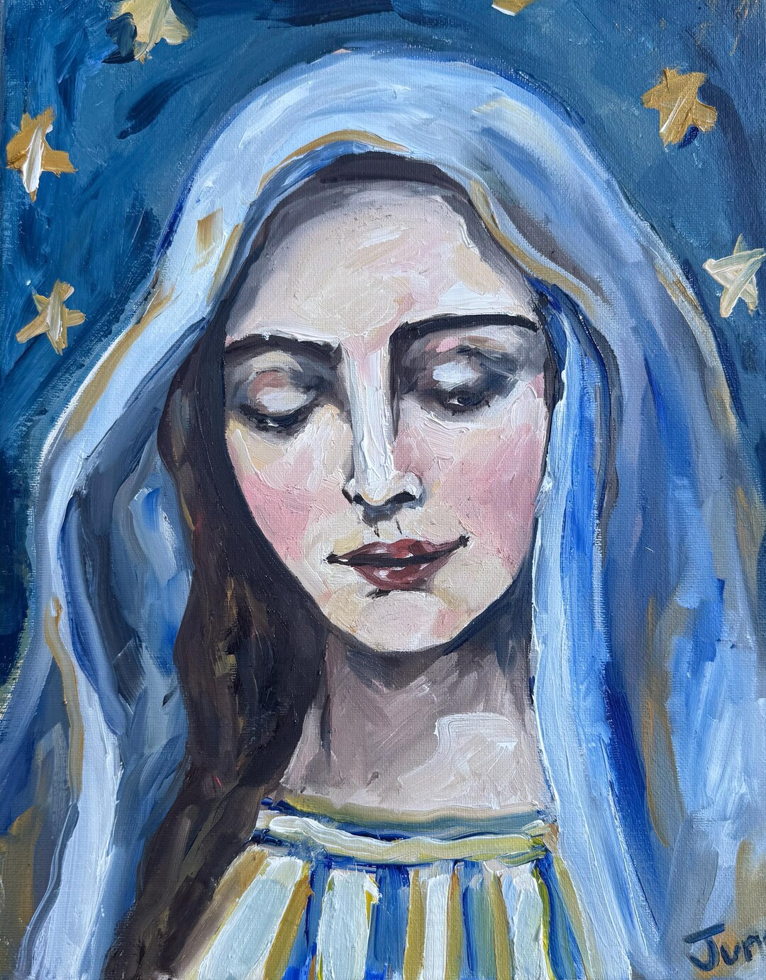 Mary Advent Impressionist Print: Catholic Christmas Gift - Etsy