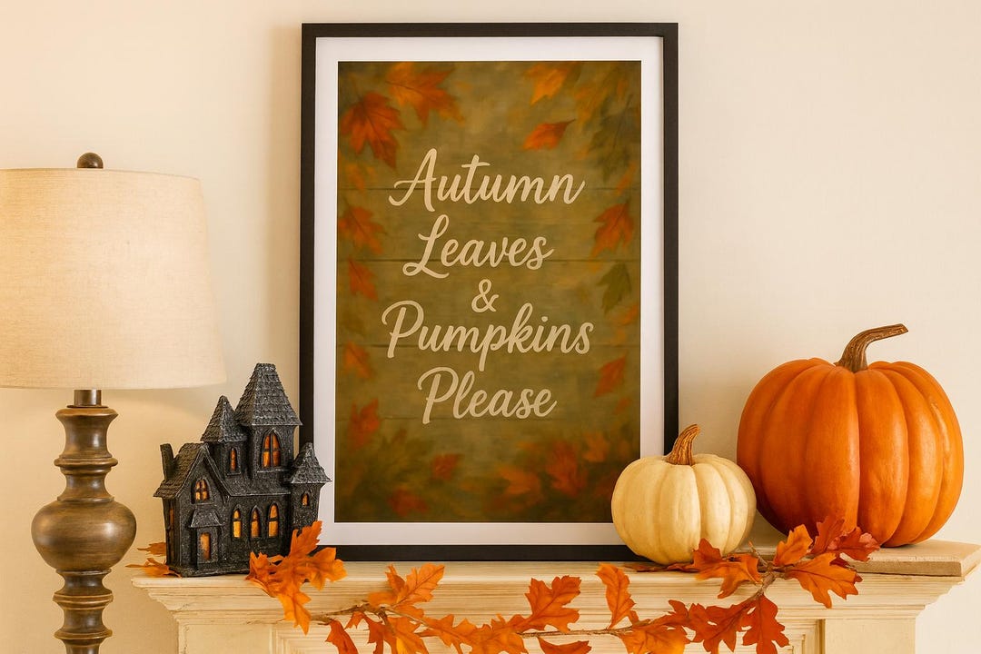 Autumn Leaves & Pumpkins Farmhouse Wall Art: Rustic Fall Decor Print - Etsy