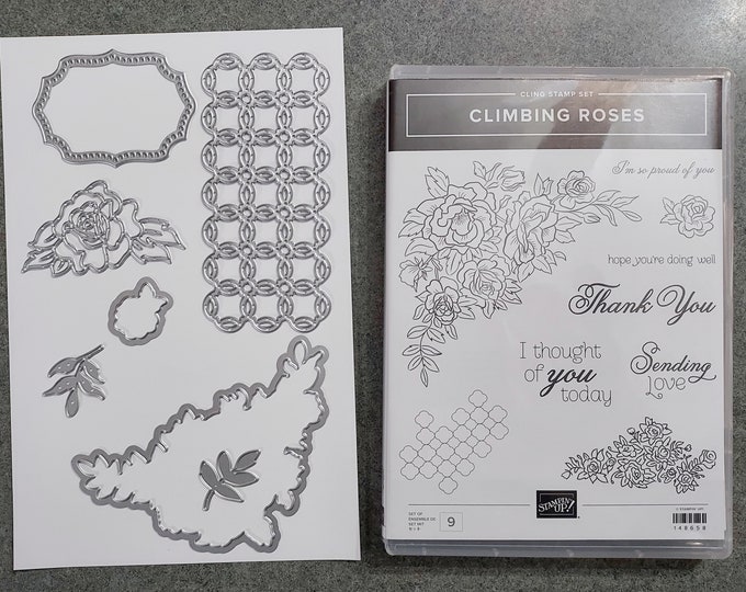 Stampin up Retired Climbing Roses Stamps and Rose Trellis Thinlits - Etsy