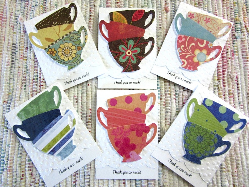 Thank You Cards Tea Cups Set of 6 - Etsy