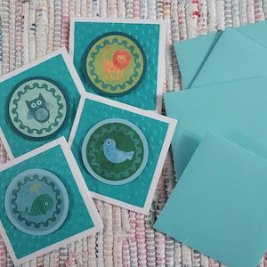Animals Mini Cards and Envelopes Set of 4 - Etsy