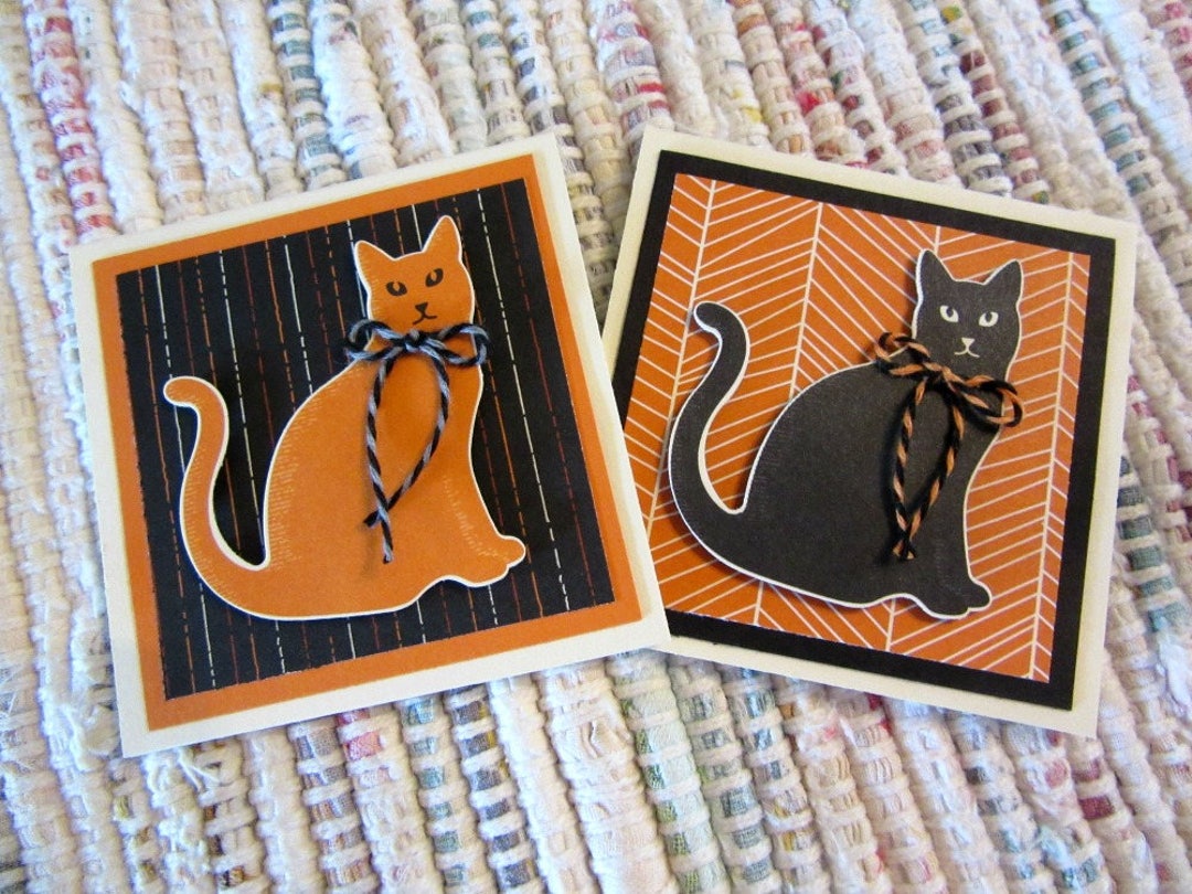 Fall Cat Mini Cards Set of 4 - Etsy
