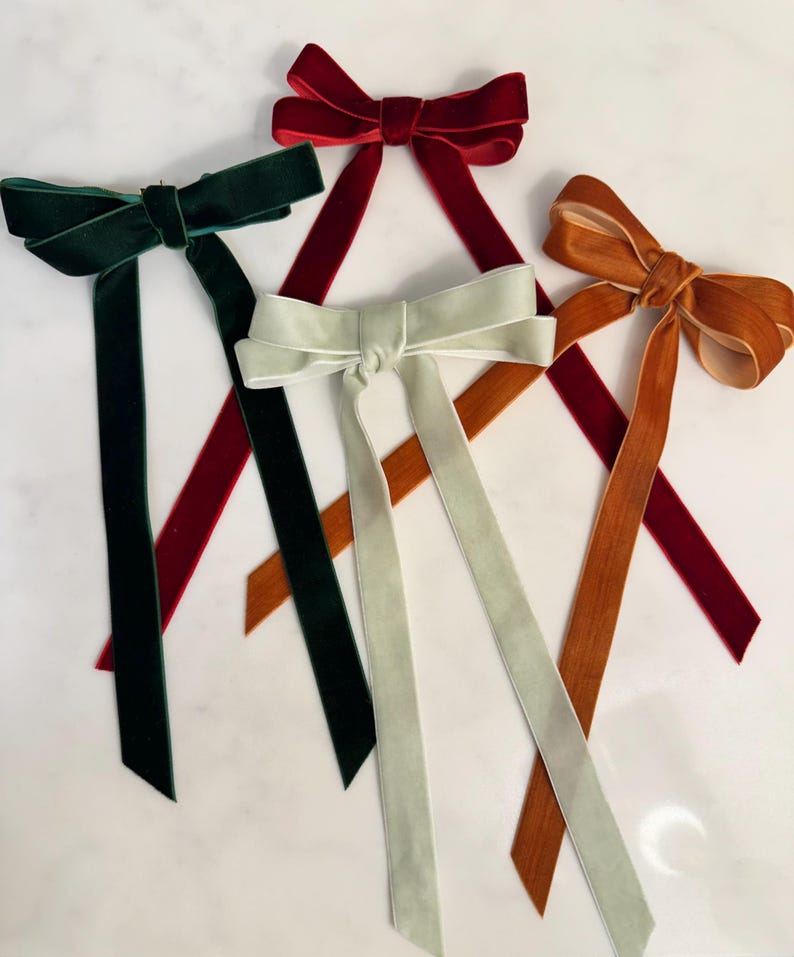 Hand-tied Velvet Bow With Clips | Holiday Velvet Bows for Decor ...