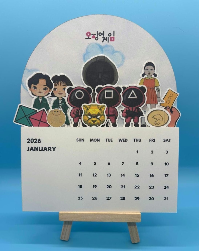 Squid Game 2026 Desk Calendar | Monthly Changing Design - Etsy UK