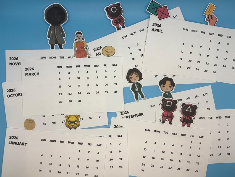 Squid Game 2026 Desk Calendar | Monthly Changing Design - Etsy UK