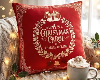 A Christmas Carol Pillow Cover, Vintage Charles Dickens Holiday Decor ...