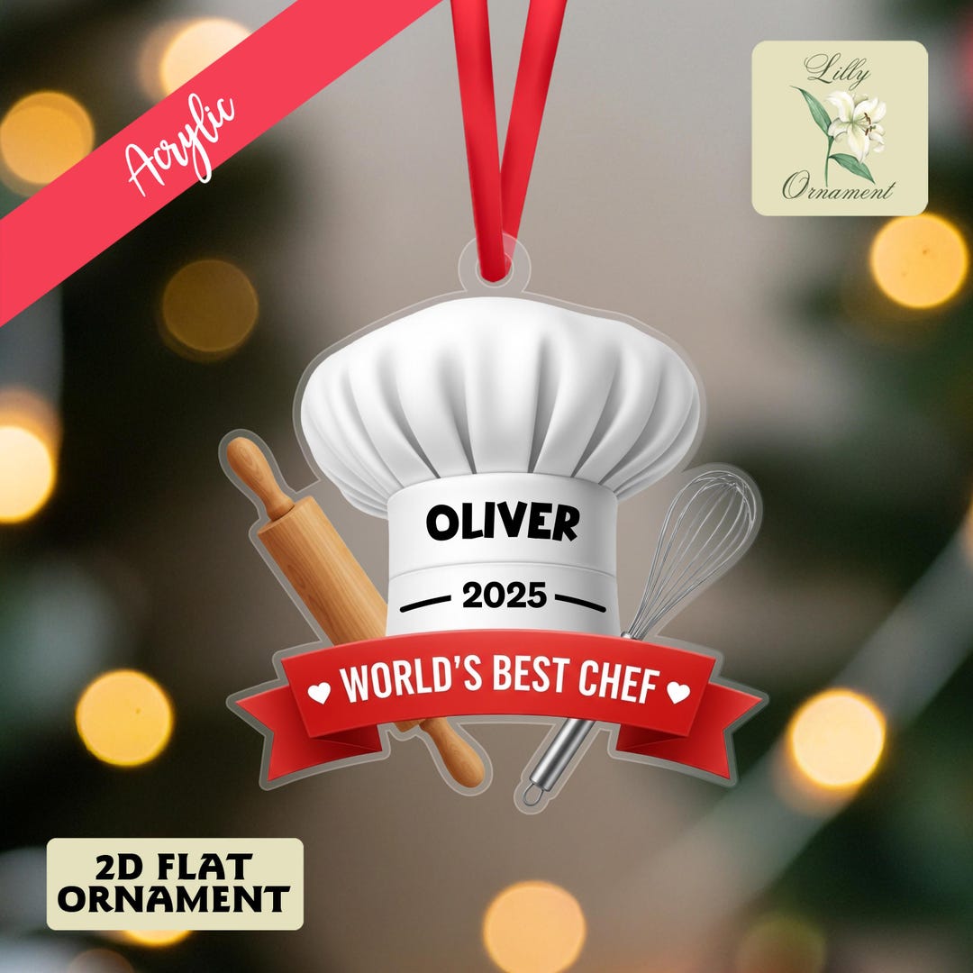 Personalized Funny Chef Hat Christmas Decor, Culinary Gift Keepsake ...