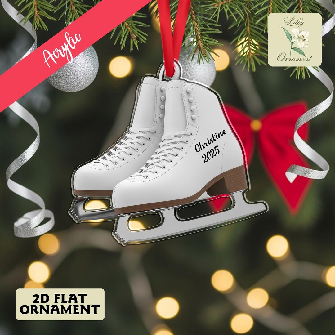 Custom Name Ice Skate Fan Xmas Ornament, Personalized Christmas ...