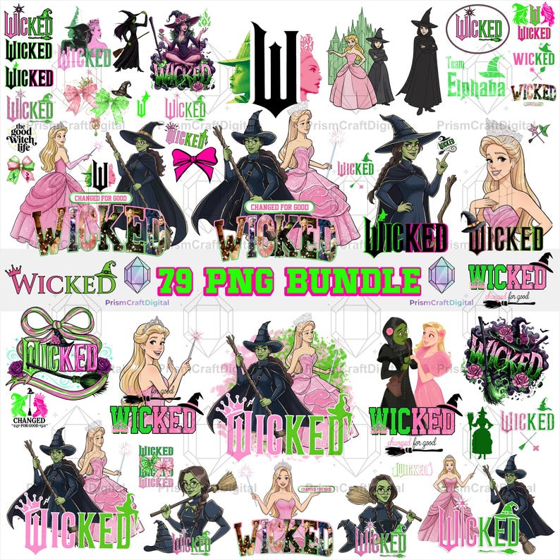 Wicked PNG Bundle, Elphaba & Glinda Clipart (digital Download) - Etsy