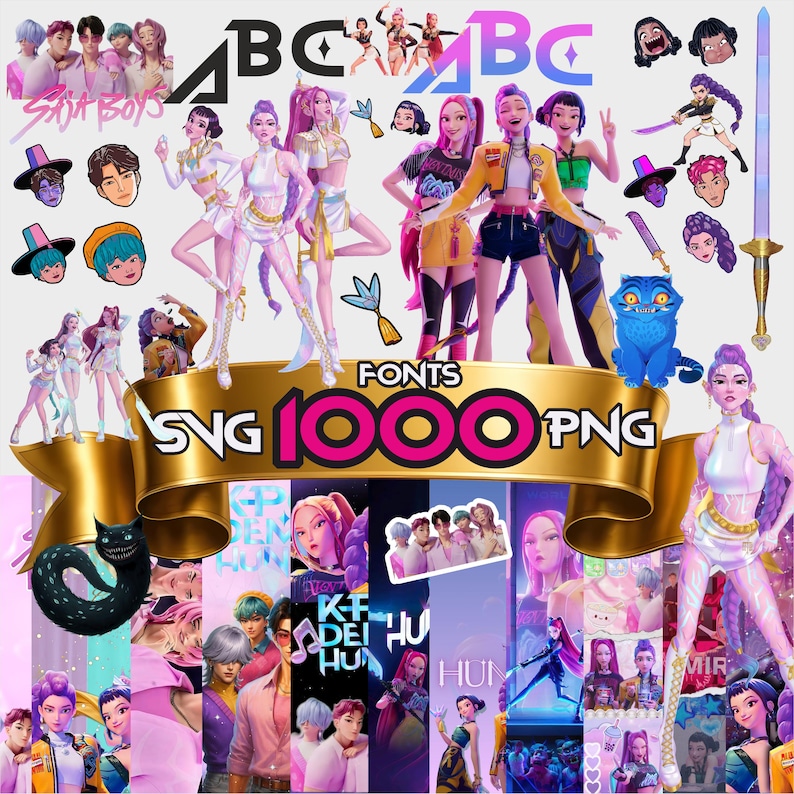 Kpop NEW Png Bundle, Huntrix Font SVG Bundle With Kpop Alphabet+demon ...