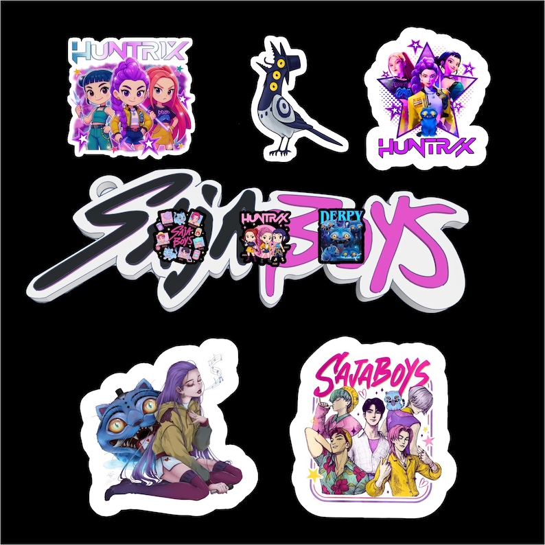 360 Files Kpop Demon Hunters SVG Bundle - Huntrix, Saja Boys Stickers ...