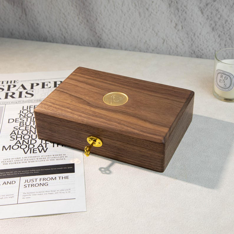 Solid Wood Lockable Jewelry Storage Box | Velvet Lined Keepsake Box ...