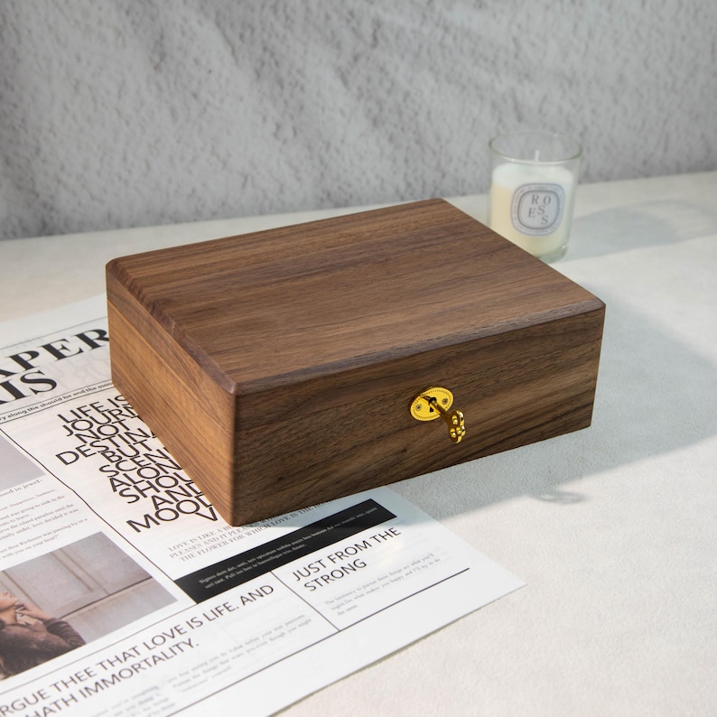 Solid Wood Lockable Jewelry Storage Box | Velvet Lined Keepsake Box ...