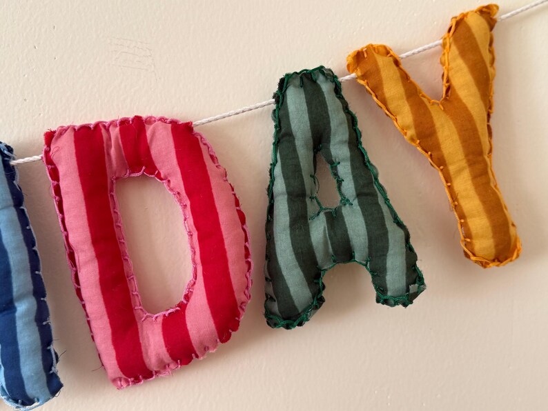 Striped Happy Birthday Banner - Etsy