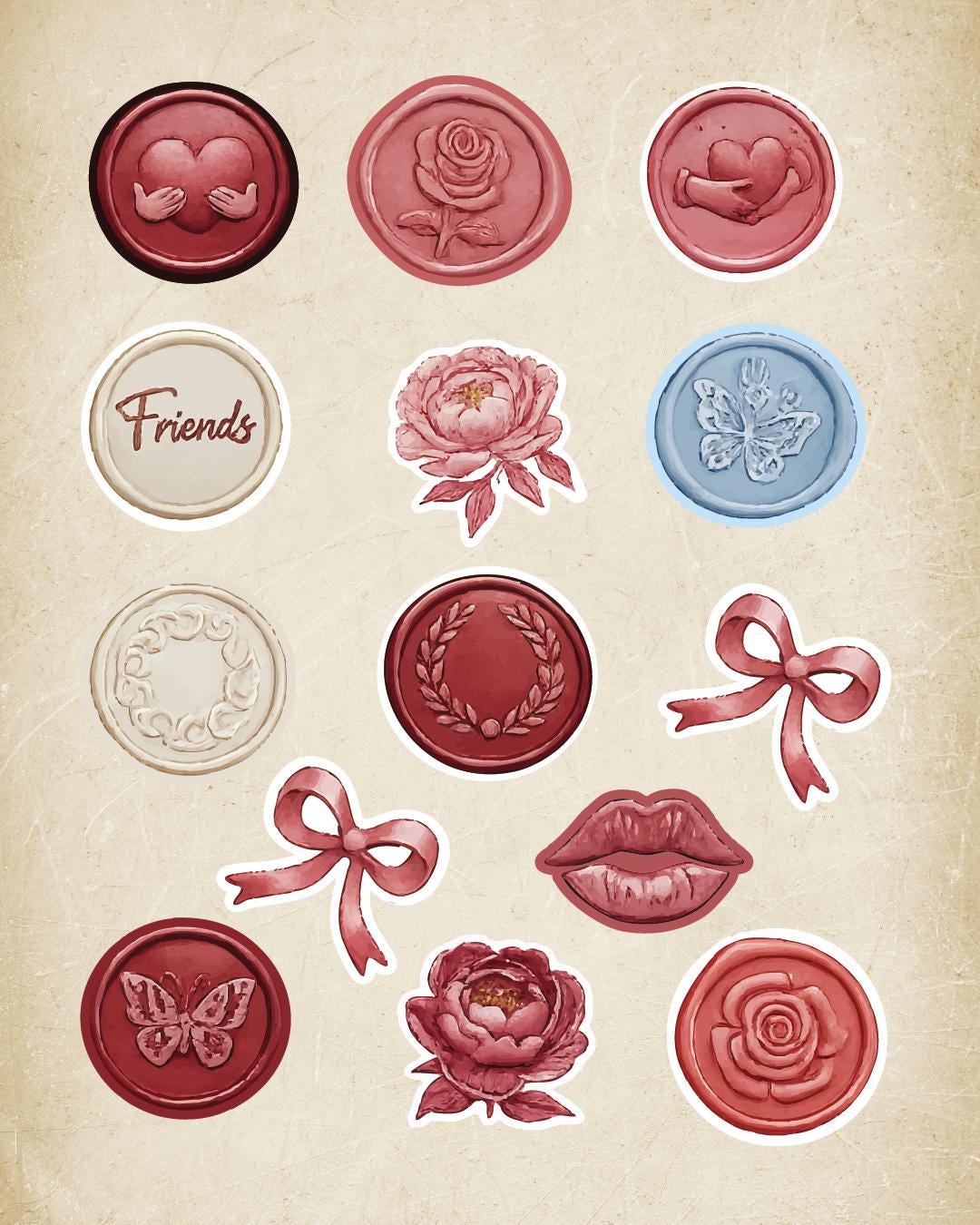 Galentine Wax Seal Sticker Pack | Romantic Friendship Stickers ...