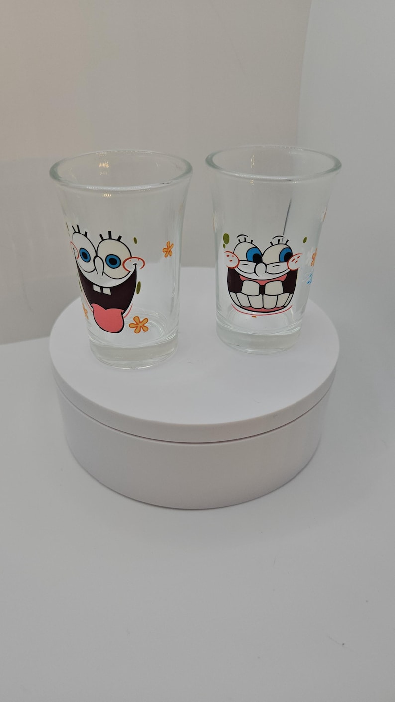 Shot Glass Set of 2 | Gift | Spongebob Inspired | Family | Friend ...