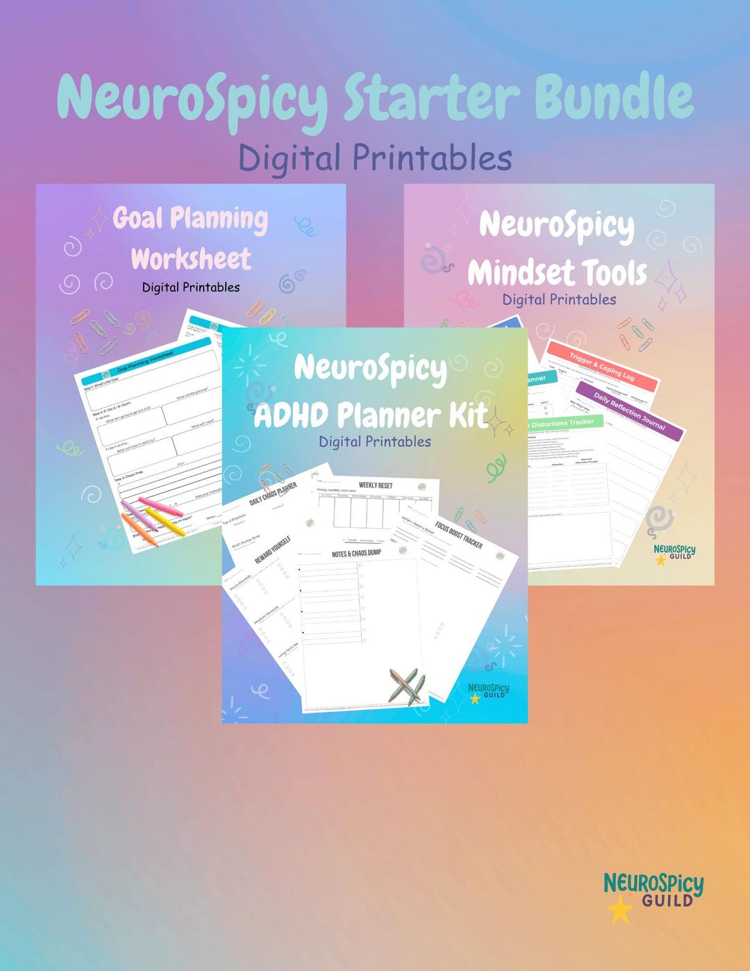 Neurospicy Starter Bundle – ADHD Planner Kit, Goal Map & Mindset ...