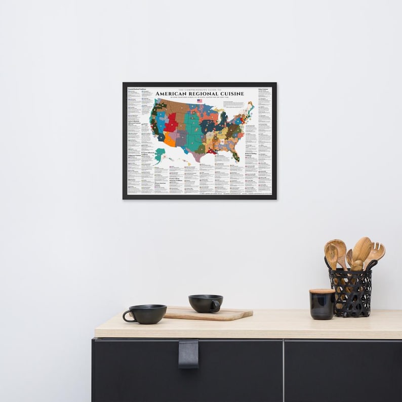 American Regional Cuisine Map: Framed Food Culture Poster - Etsy