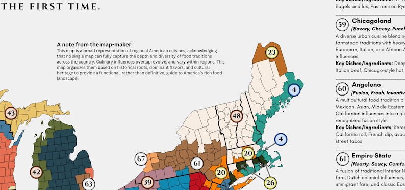 American Food Atlas Map: Regional Cuisine by County (digital Download ...