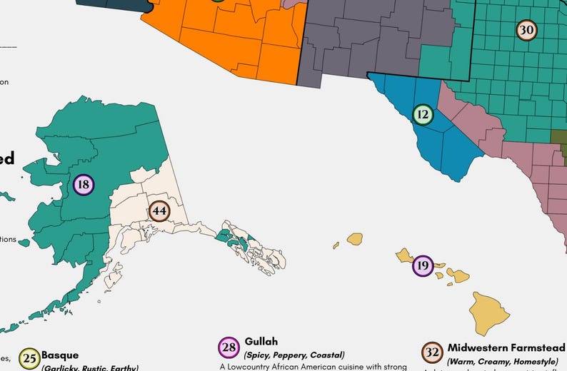 American Food Atlas Map: Regional Cuisine by County (digital Download ...