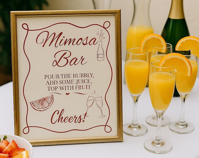 Mimosa Bar Sign Bundle: Bridal Shower & Wedding Decor (PDF Printable ...