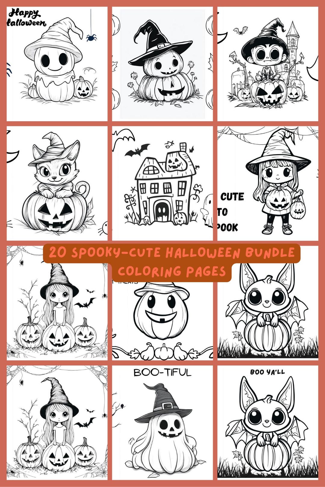 Halloween Coloring Pages for Kids | 20 Printable Spooky Cute Sheets ...