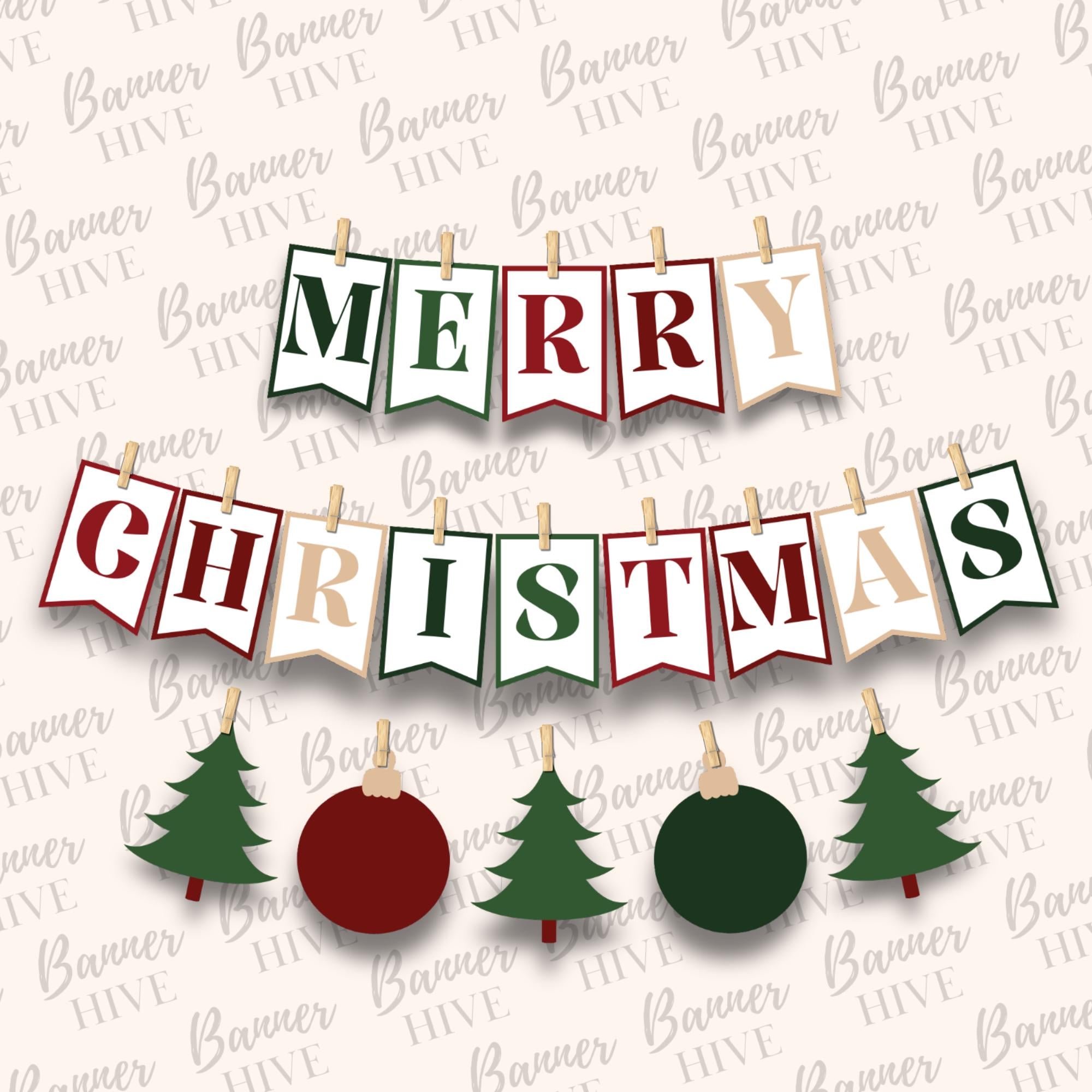 Merry Christmas Banner: Printable Garland Decoration (digital Download ...