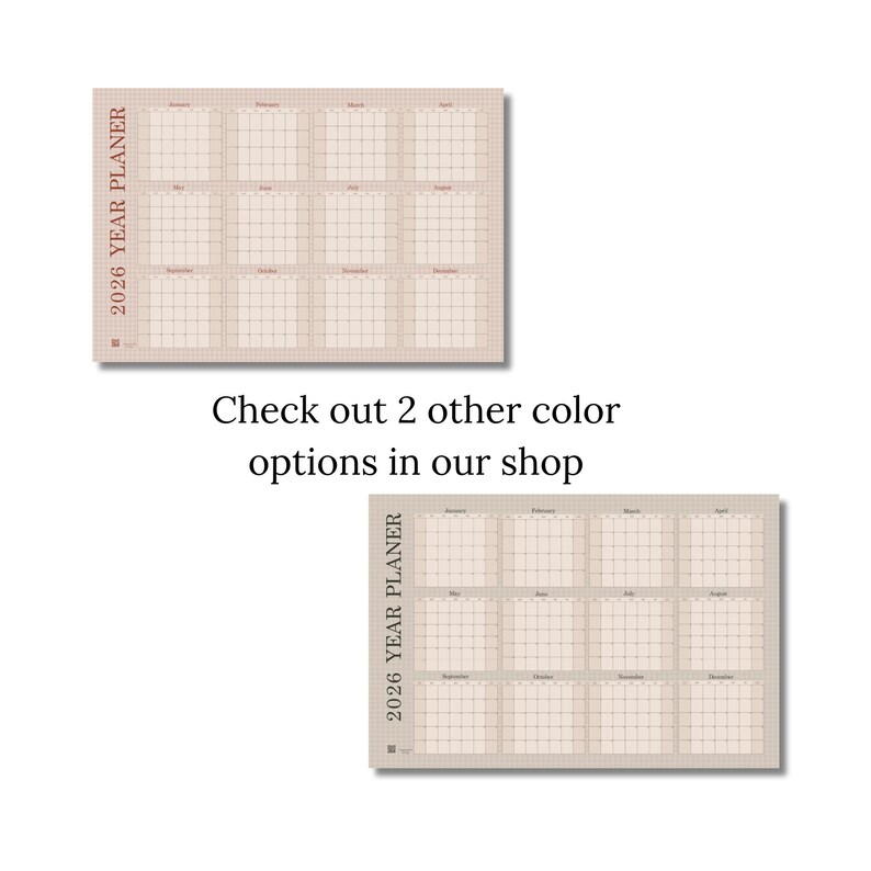 2026 Yearly Wall Planner | Earthy Beige & Blue, Minimalist Design ...