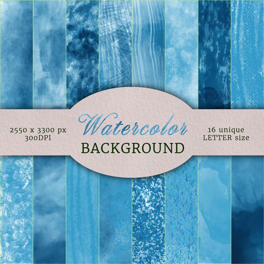 16 Unique Blue Watercolor Digital Paper Background Pack Printable Junk ...