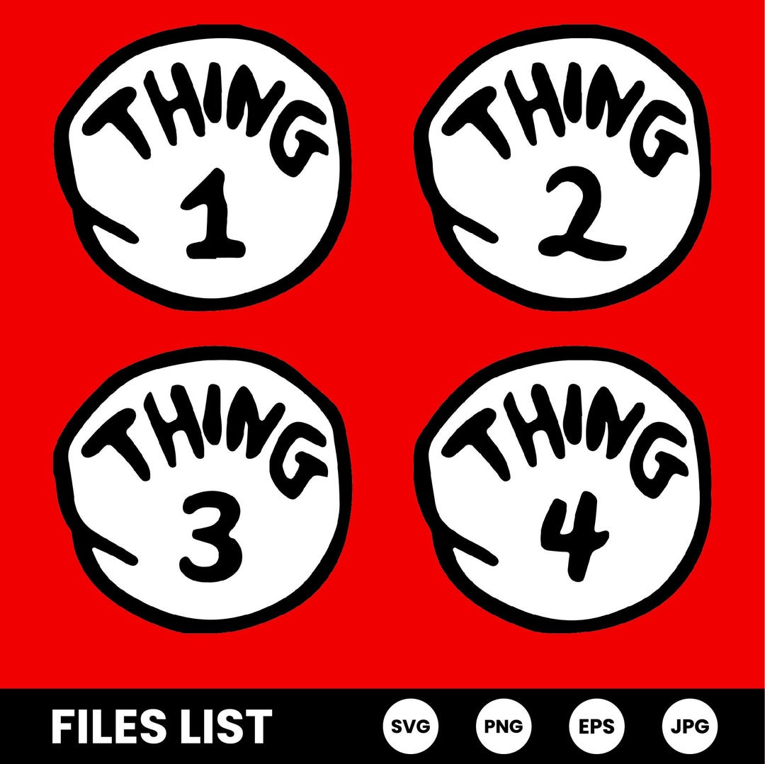 Thing 1 2 3 4 PNG JPG | Retro 80s Design (printable) - Etsy
