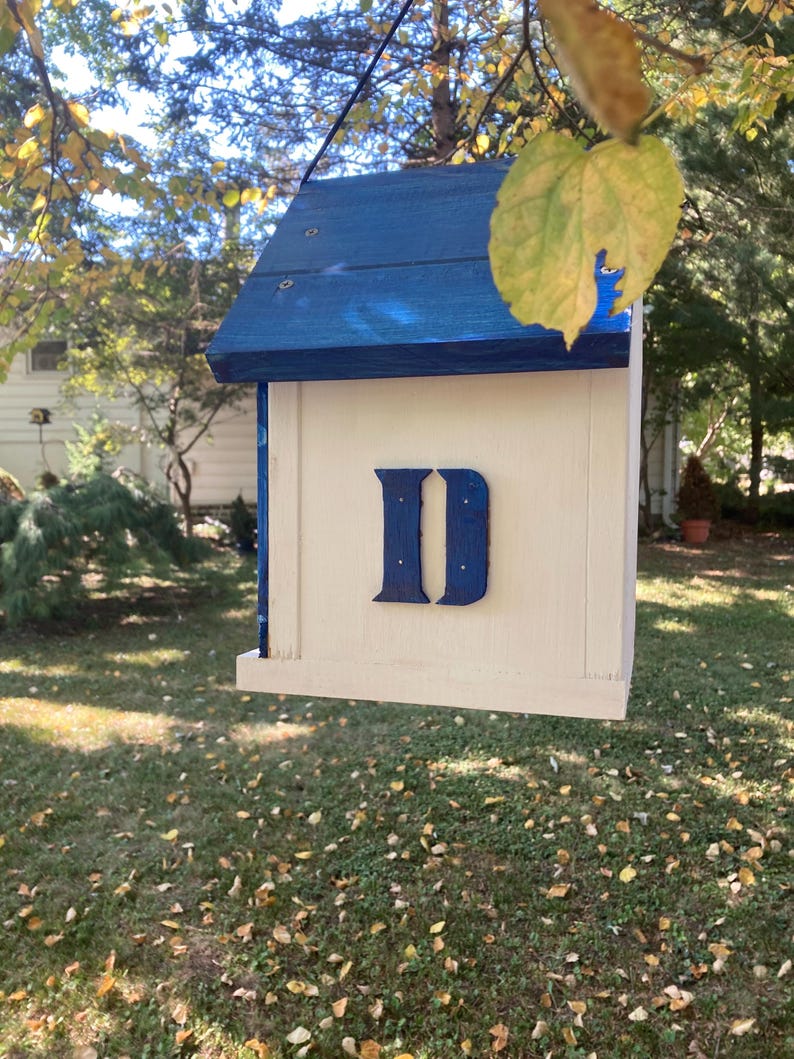Handmade Wooden Birdhouse - Duke Blue and White Colors - Garden Gift ...