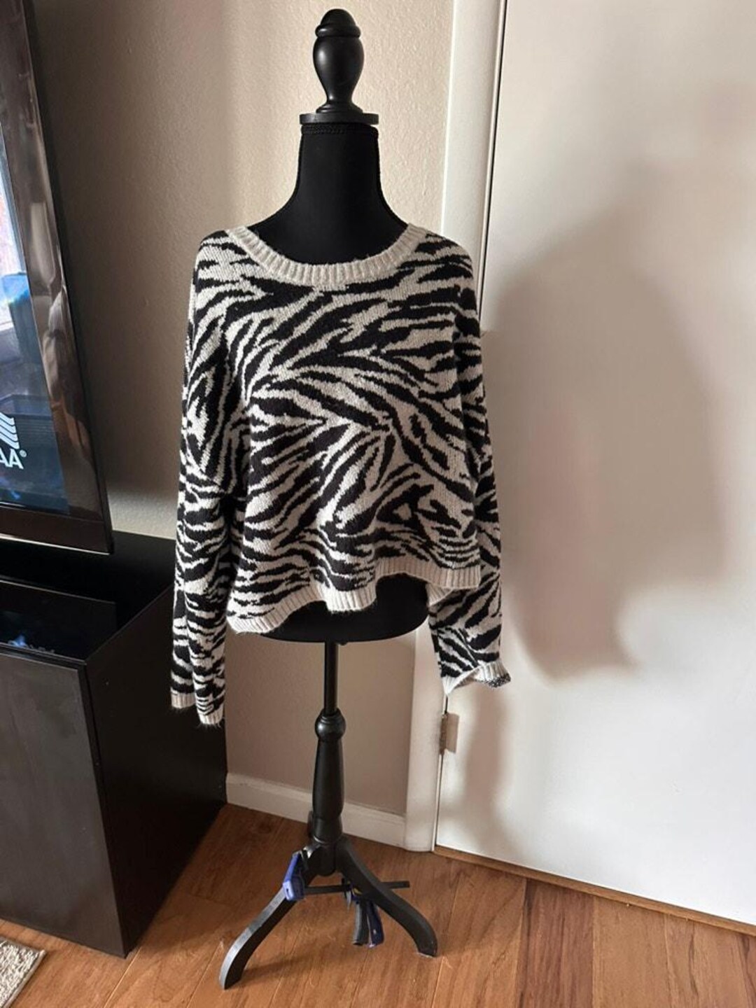 Lee Y2K Zebra Print Knit Oversized Cozy Crewneck Sweater Late 1990s ...
