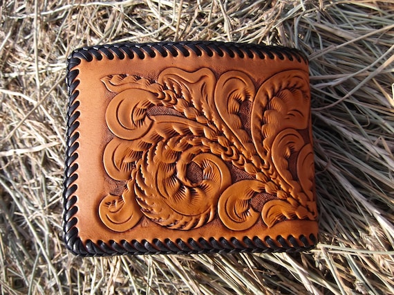 Men's Leather Wallet With Vintage Design - Etsy