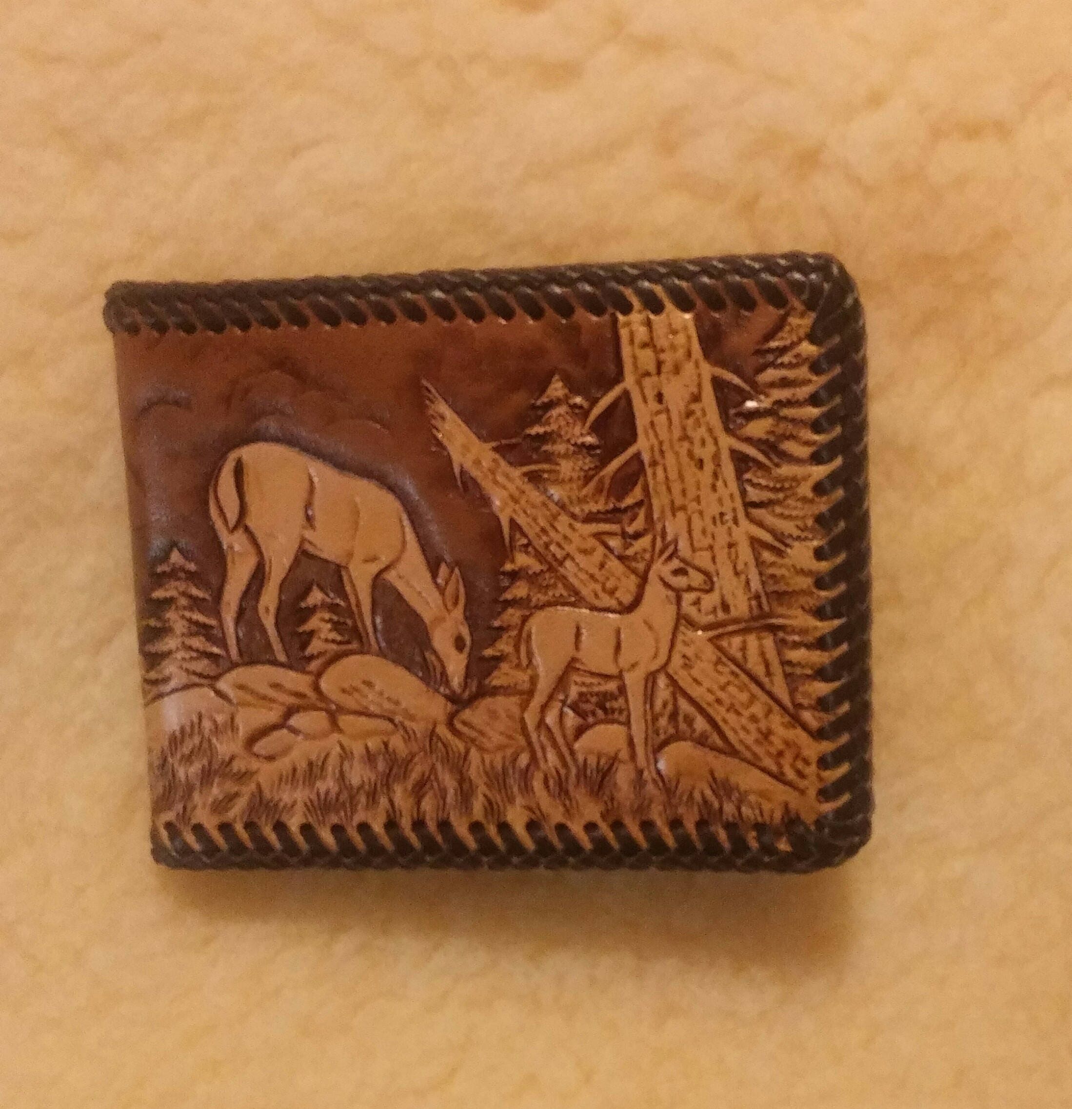 Leather Wallet With Scenic Deer Design - Etsy