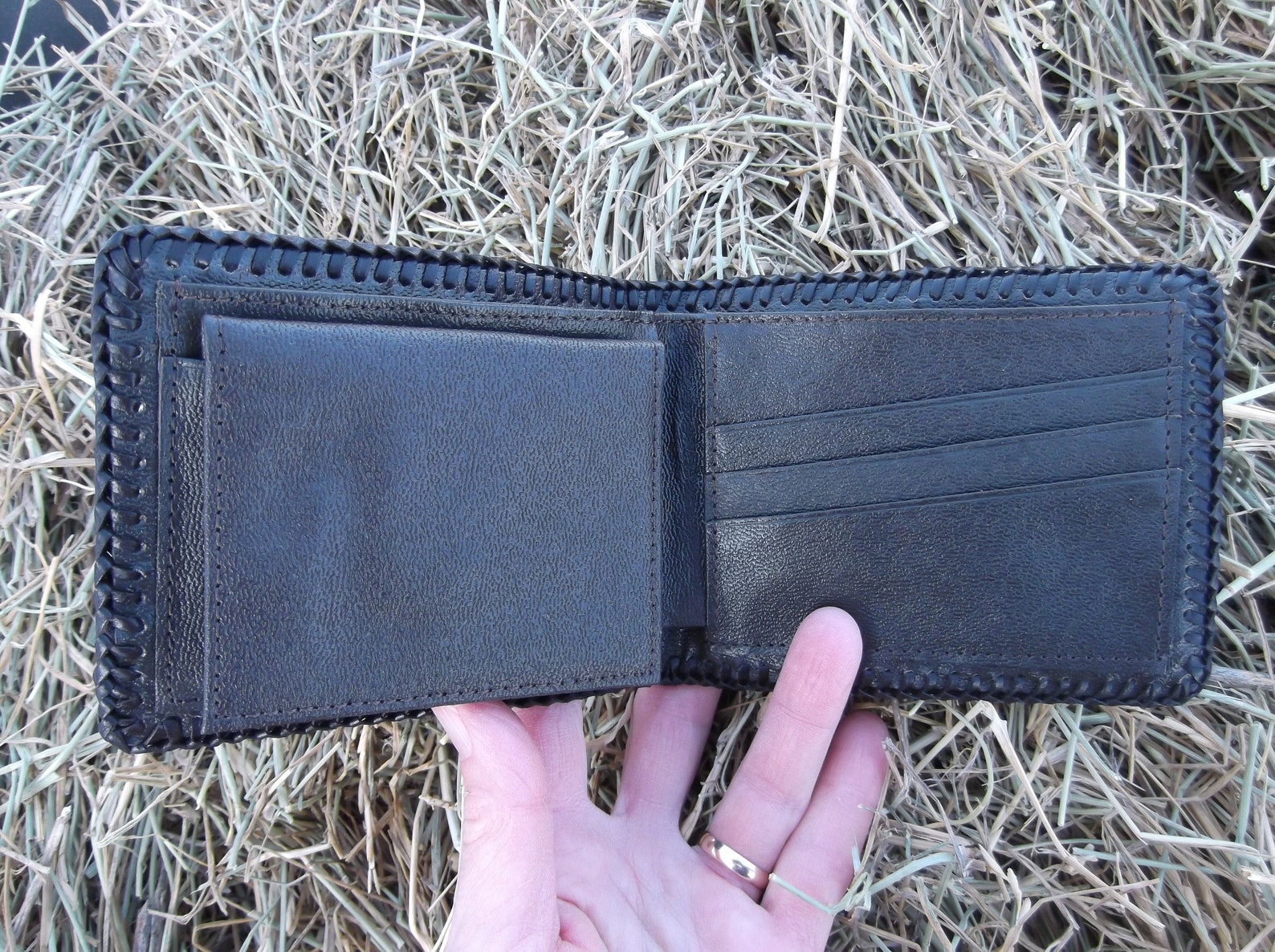 Handmade Leather Wallet With Bull Elk Scene - Etsy