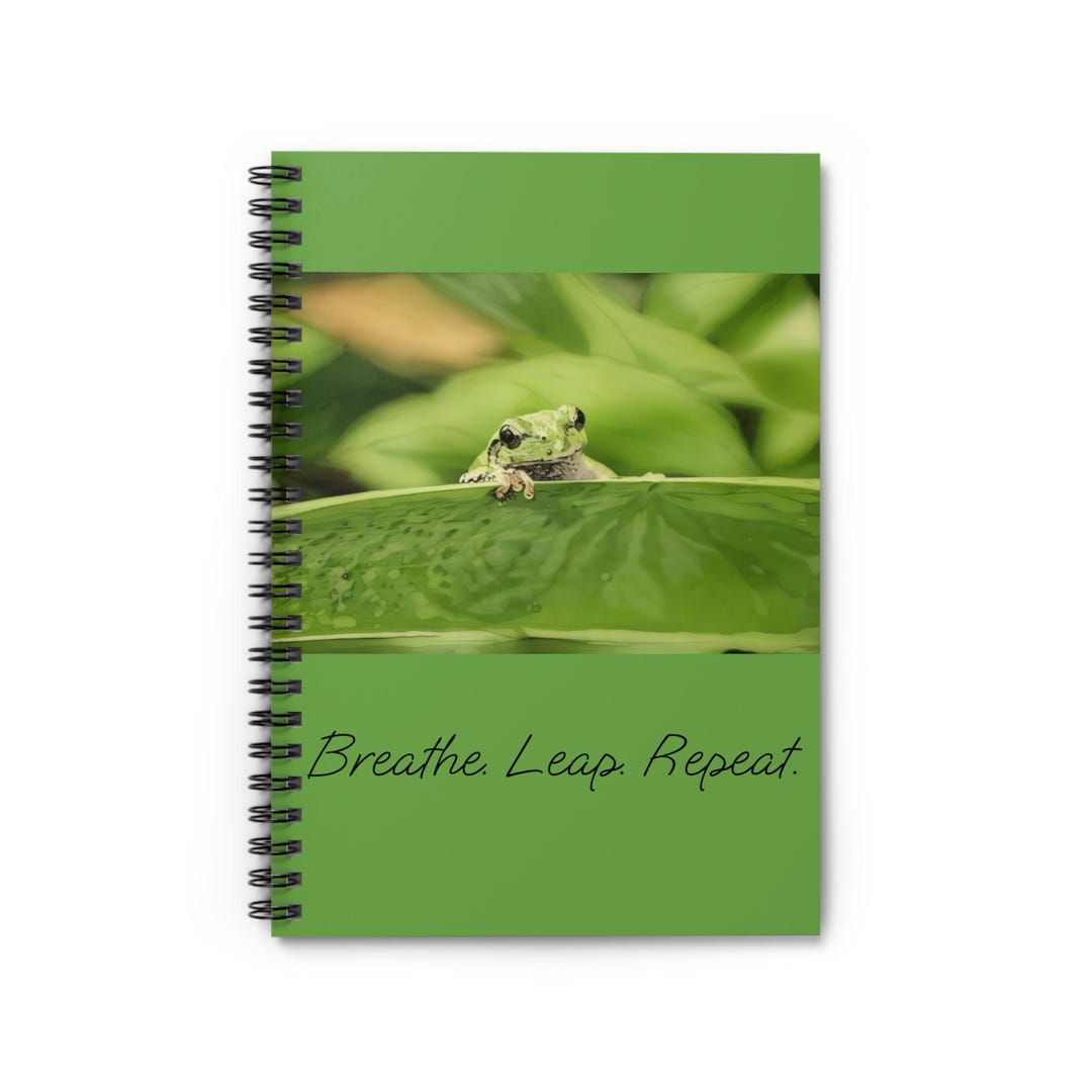 Frog Spiral Notebook - Breathe. Leap. Repeat - Ruled Lined Writing ...