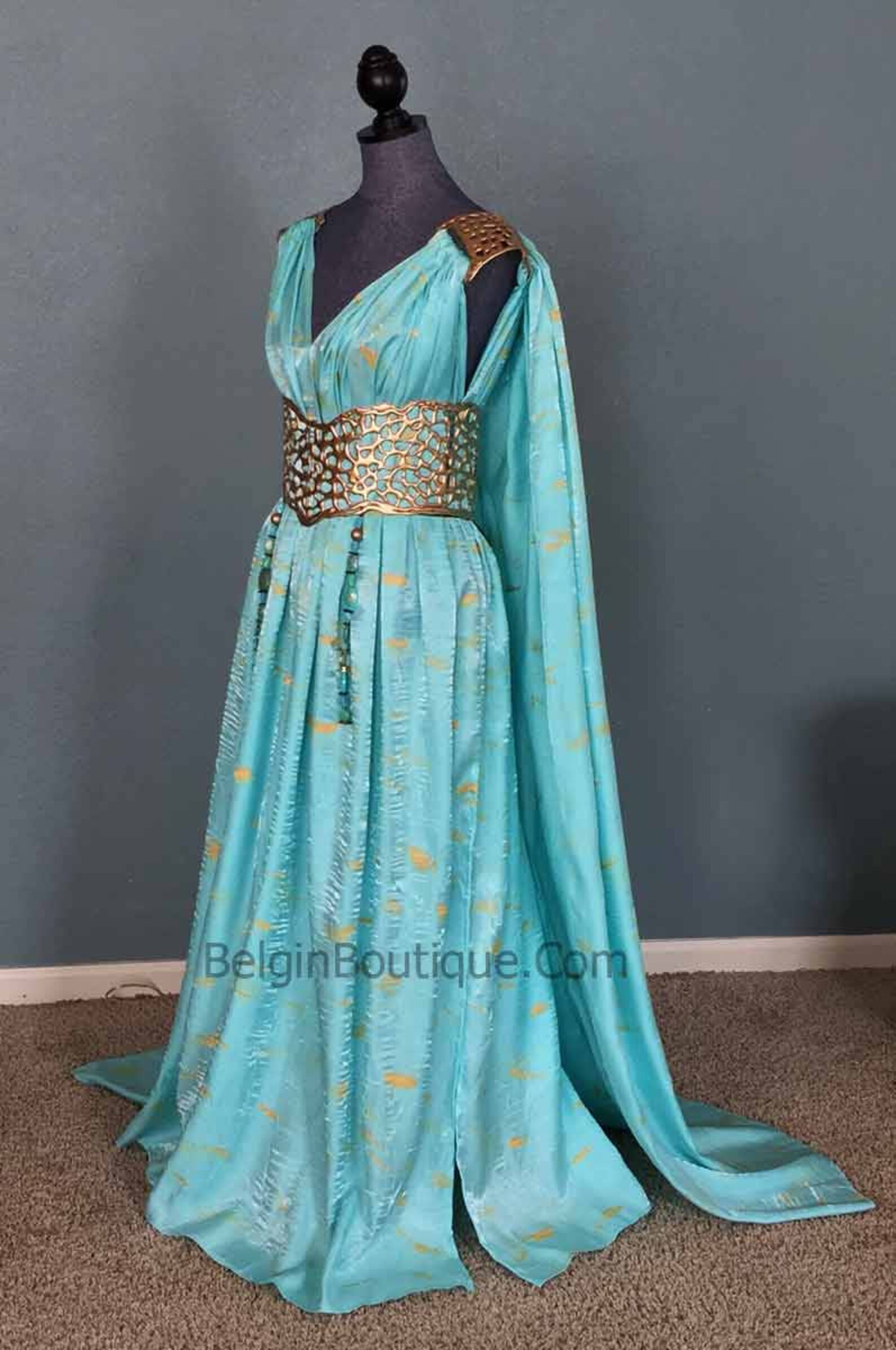 Game of Thrones Daenerys Qarth Silk Dress Blue With Gold Belt - Etsy