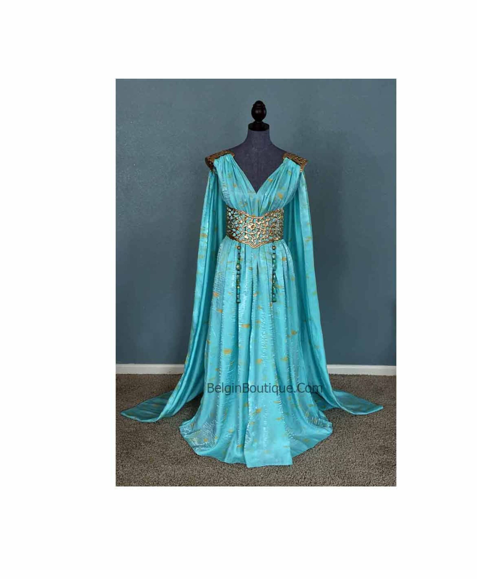 Game of Thrones Daenerys Qarth Silk Dress Blue With Gold Belt - Etsy