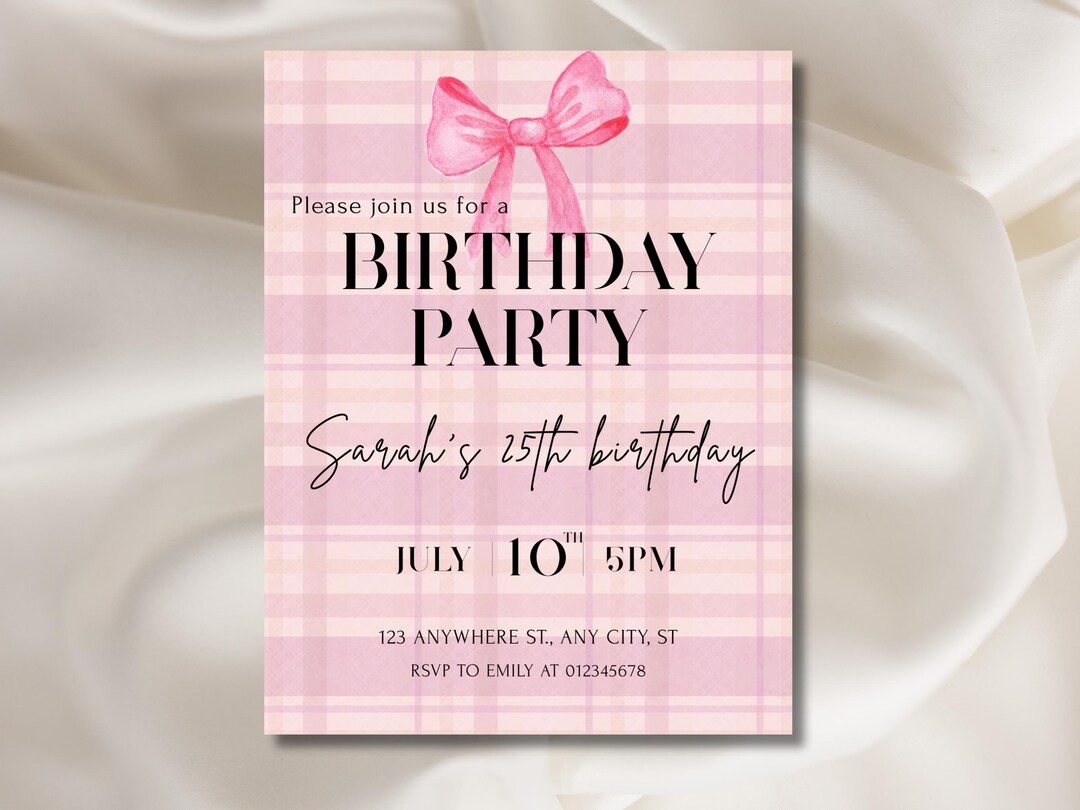 Editable Pretty Pink Birthday Invitation |printable Party Flyer ...