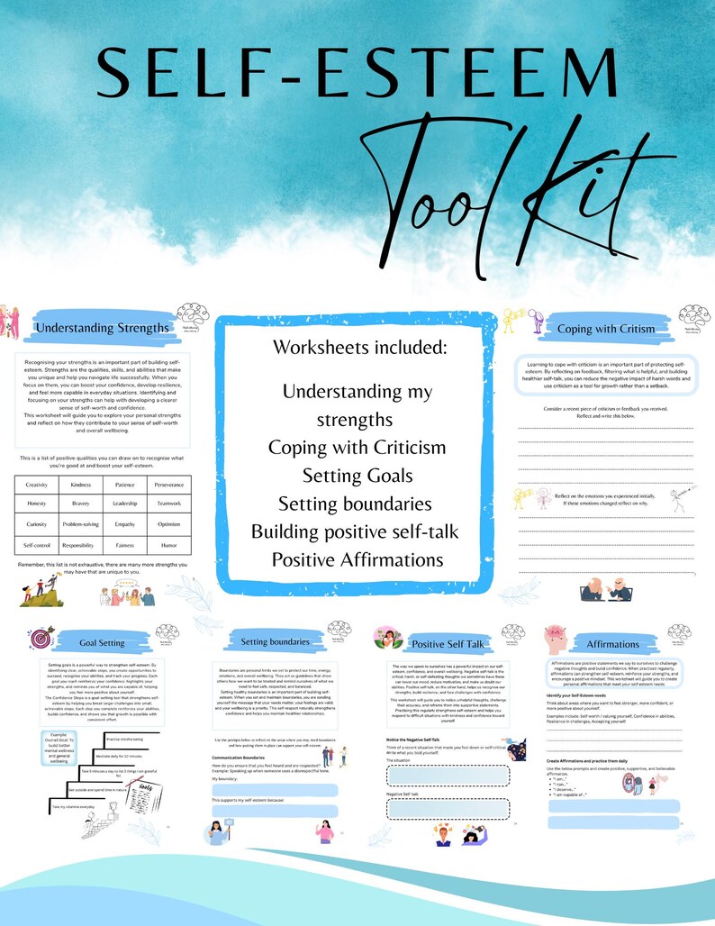Self-esteem Worksheets Printable | Confidence, Self-worth Therapy ...