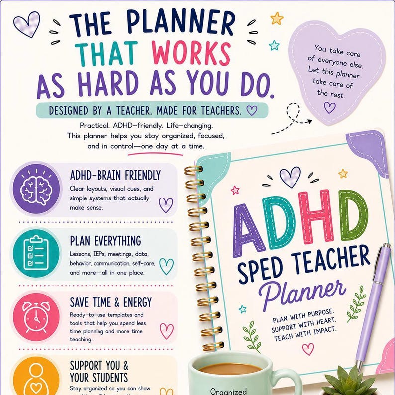 ADHD SPED Teacher Planner Special Education Teacher Planner ...