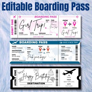 Editable Boarding Pass Invitation Canva Template, Surprise Trip Ticket ...