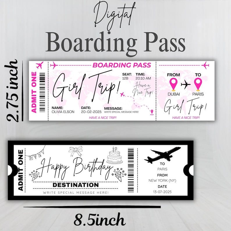 Editable Boarding Pass Invitation Canva Template, Surprise Trip Ticket ...