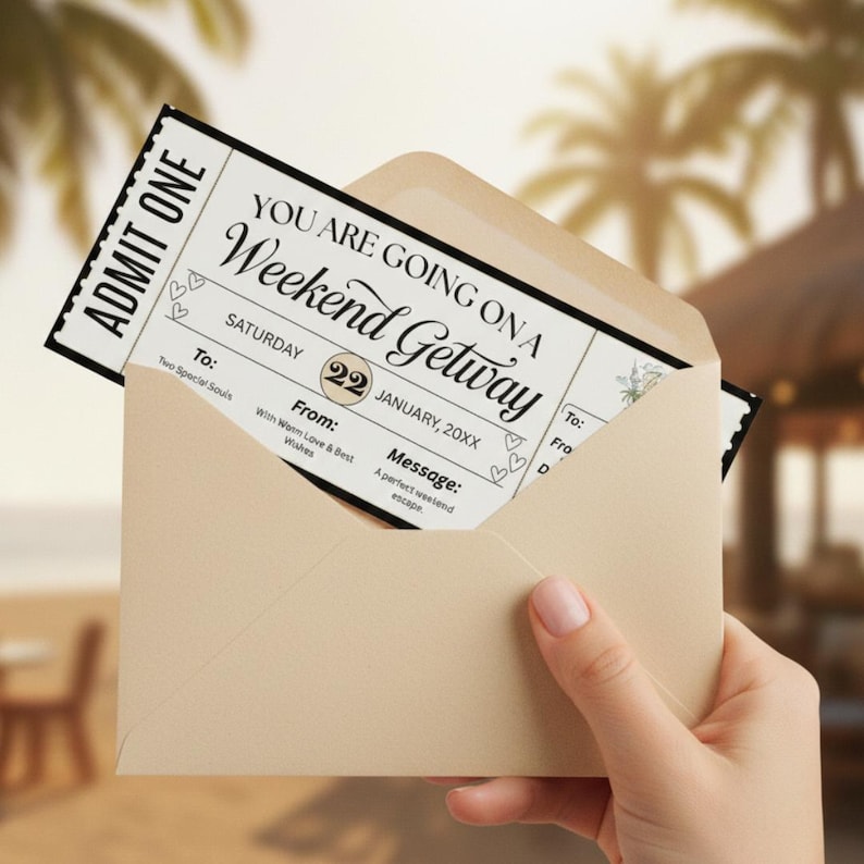 Editable Weekend Getaway Gift Voucher Template, Printable Trip Surprise ...