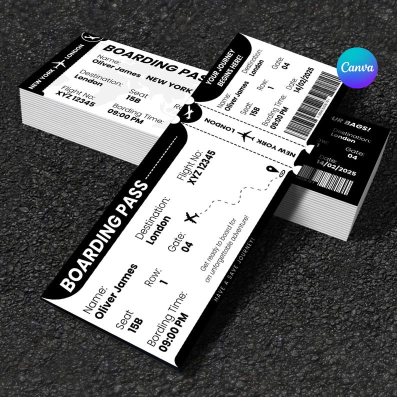 Editable Boarding Pass Template | Trip Reveal Gift (digital Download ...